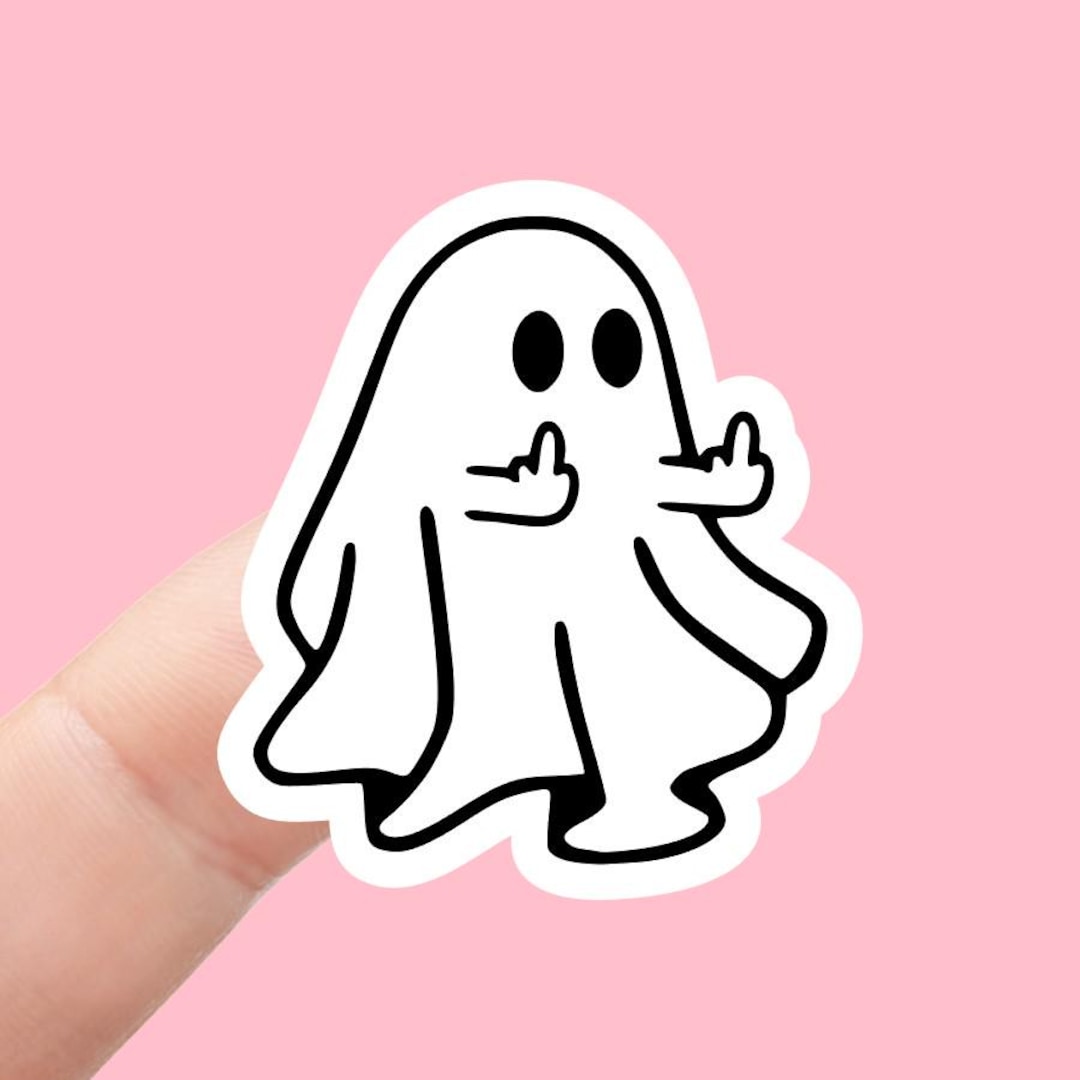 Ghost Middle Finger Flip off Vinyl Sticker Decal Water Resistant Laptop ...