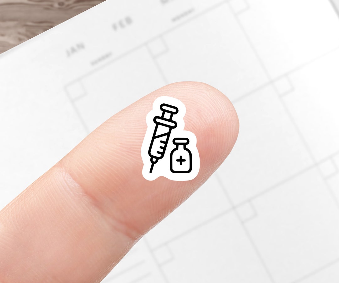 Syringe Planner Sticker Icon .45 Inch Needle Shot Vaccine Blood Work ...