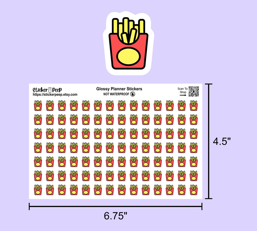 1/2 French Fries Meal Plan Fast Food Planner Stickers Glossy Sticker ...