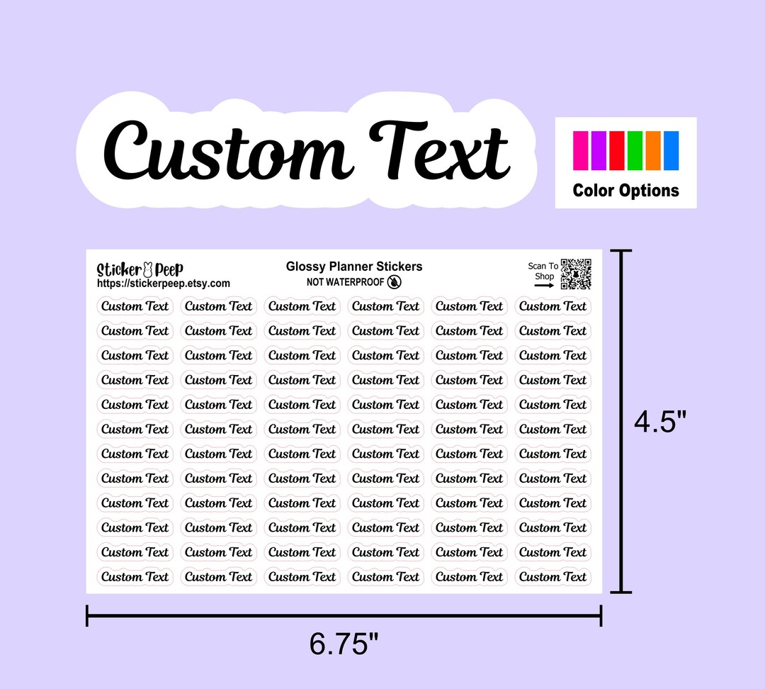 CT03 - Custom Text Wording Planner Stickers - Glossy Sticker Paper ...