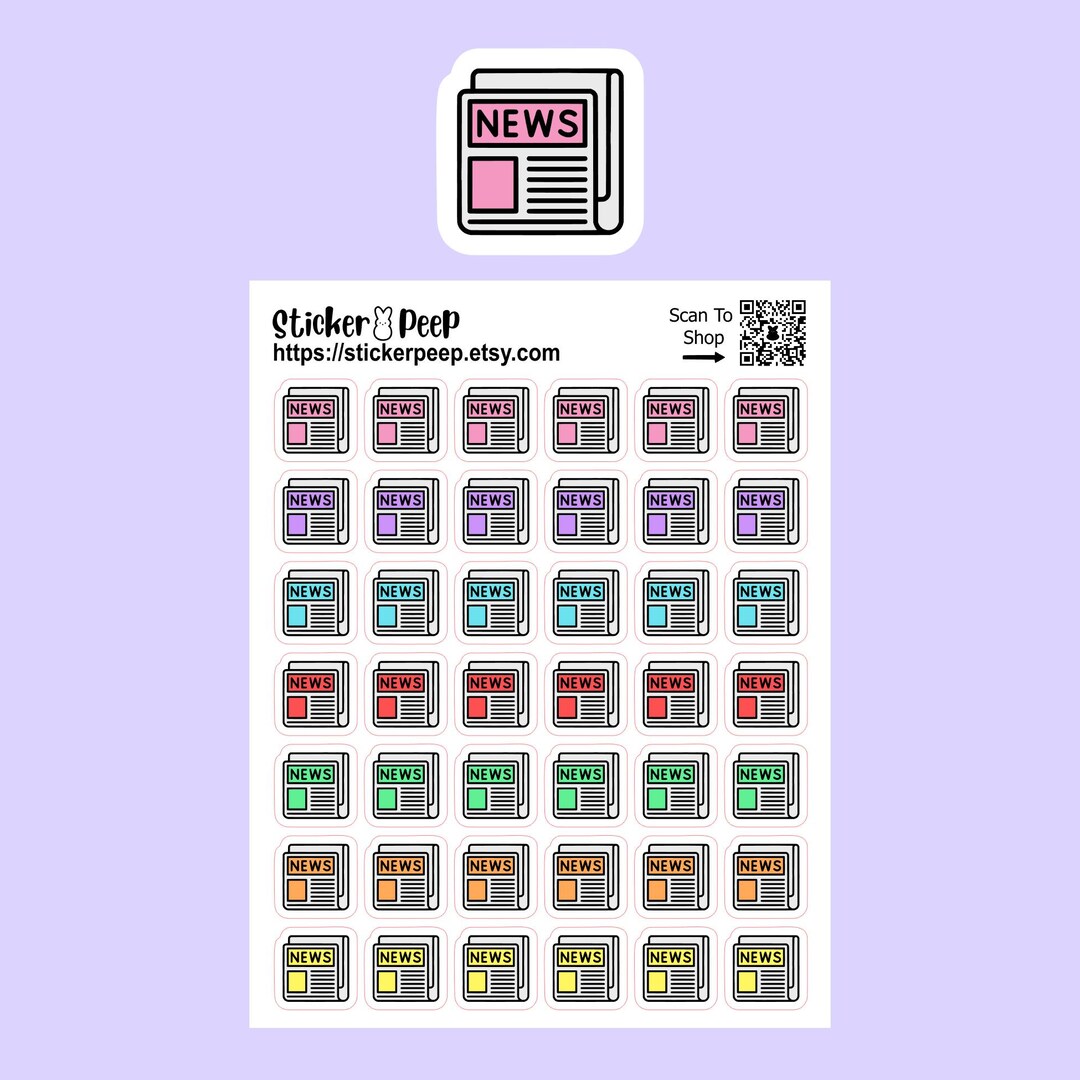 Newspaper Planner Stickers: 1/2 Inch - Glossy Icon Stickers for ...