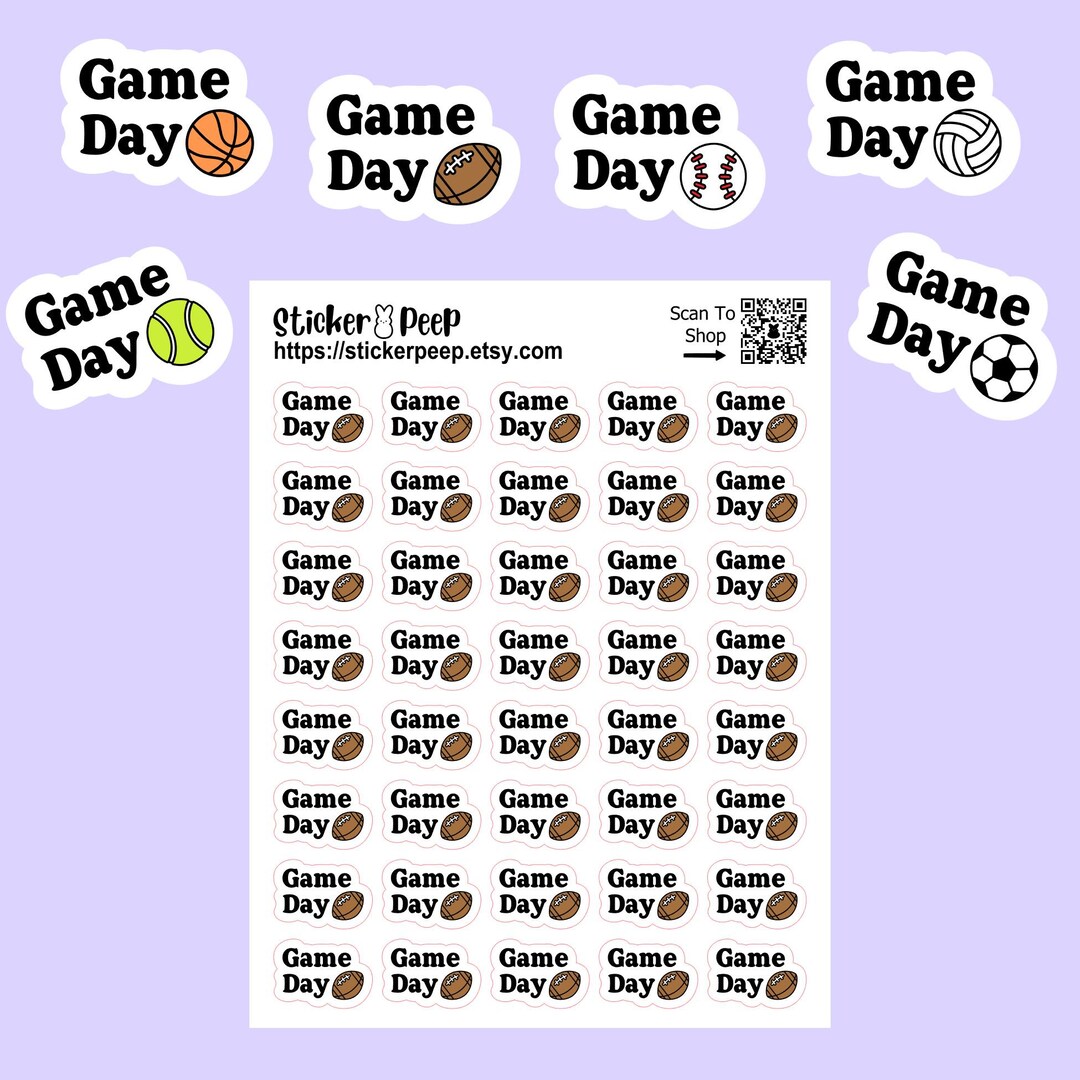 Game Day Sports Icon Planner Stickers: Football Baseball Basketball ...