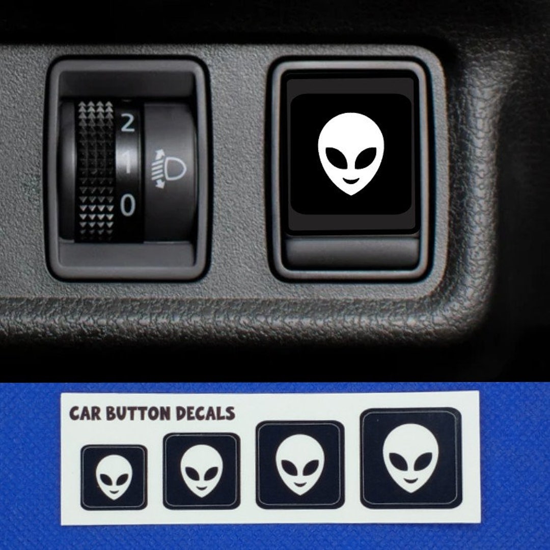 Alien Blank Button Vinyl Decal Car Knob Mirror Window Laptop iPad ...
