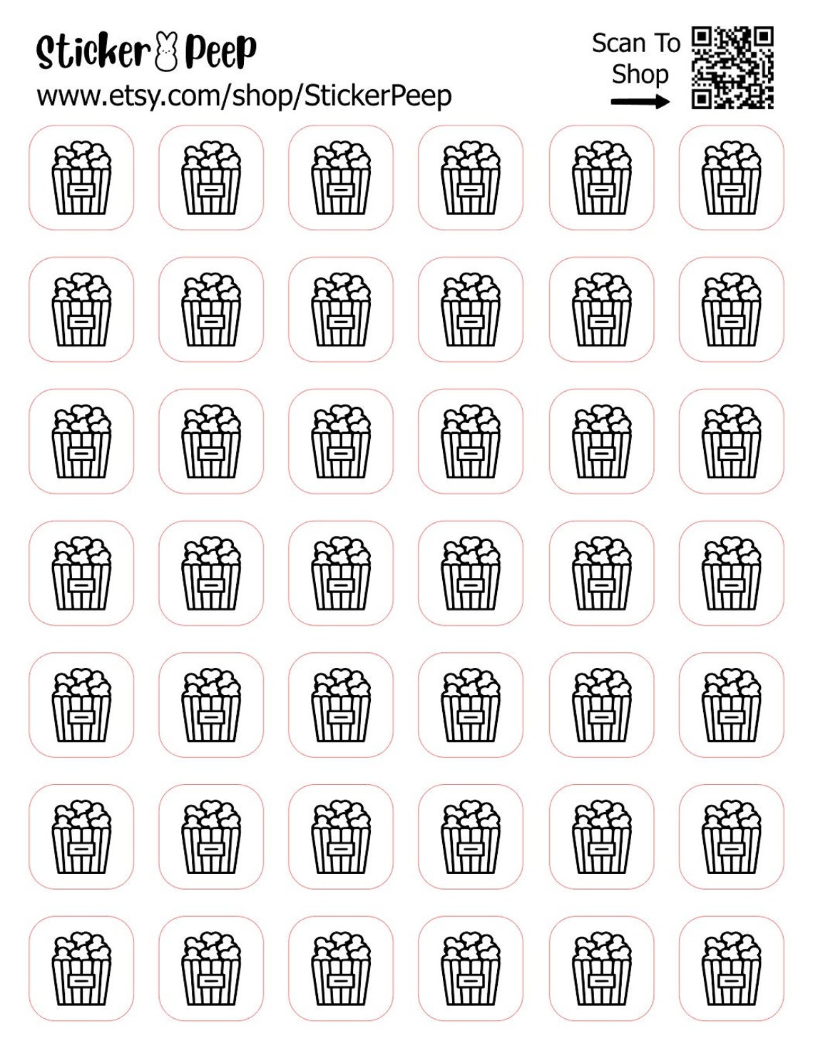 42 Mini Clear Popcorn Movie Night Planner Stickers Clear - Etsy