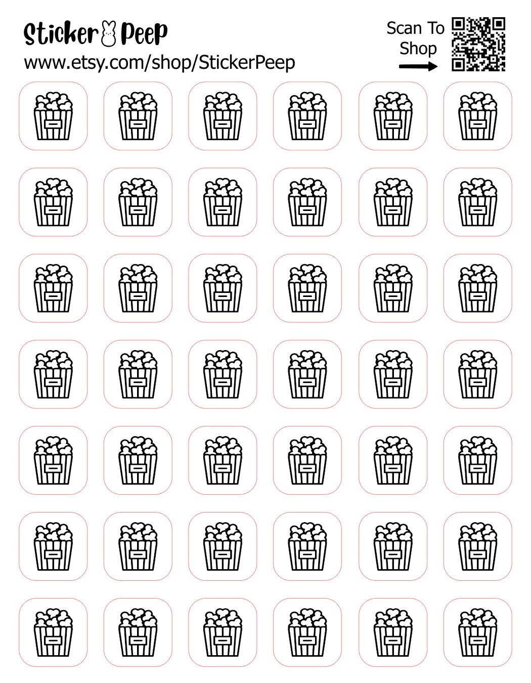42 Mini Clear Popcorn Movie Night Planner Stickers Clear - Etsy