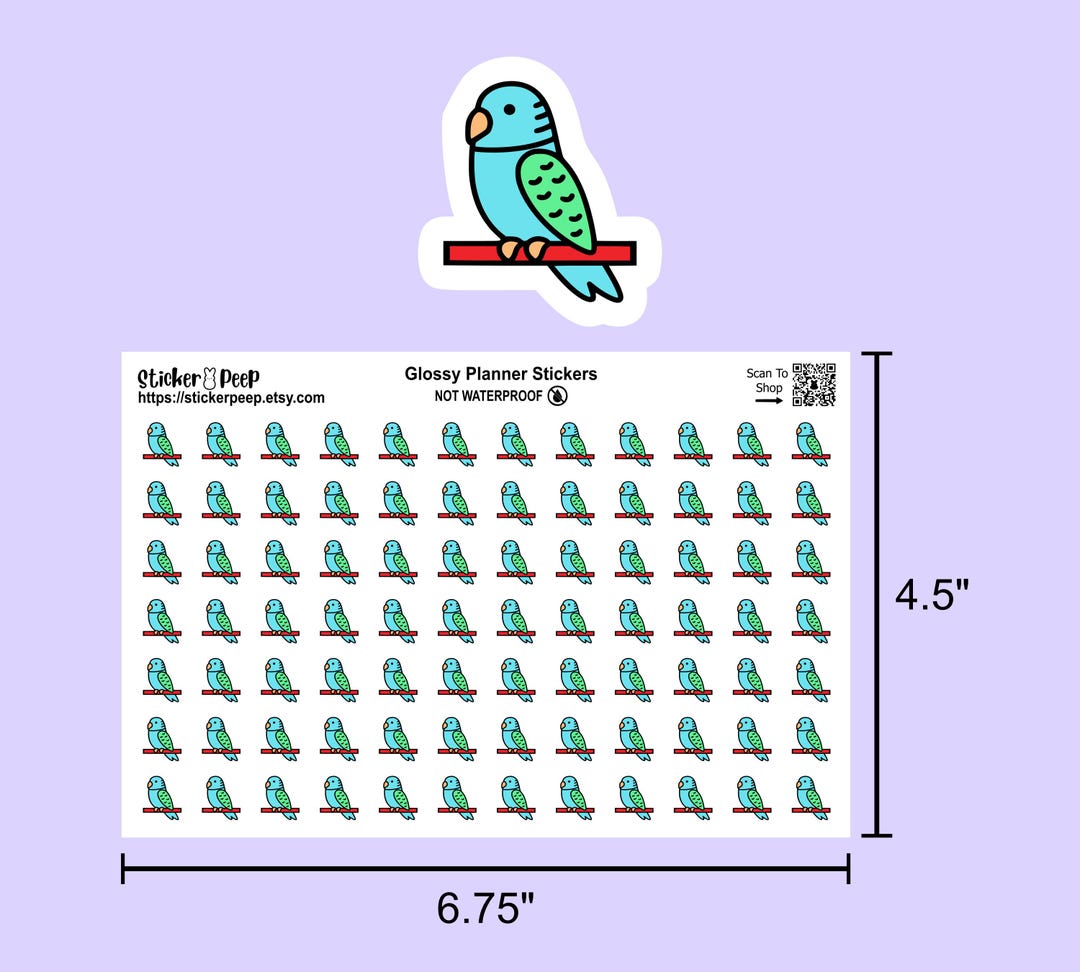 1/2 Bird Parakeet Clean Cage Planner Stickers Glossy Sticker Paper ...