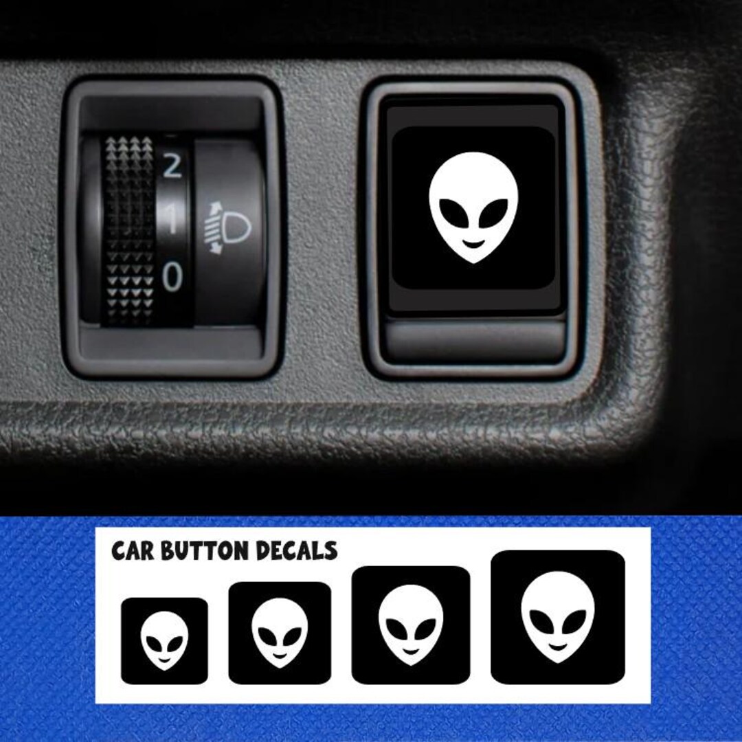 Alien Head Blank Button Vinyl Decal Car Knob Mirror Window Laptop iPad ...