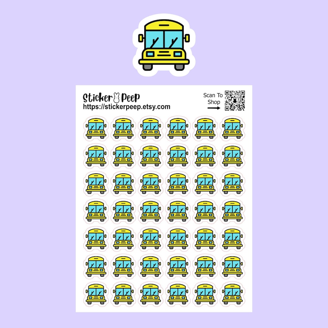 1/2" School Bus Ride Field Trip Pick up Drop off Planner Stickers ...