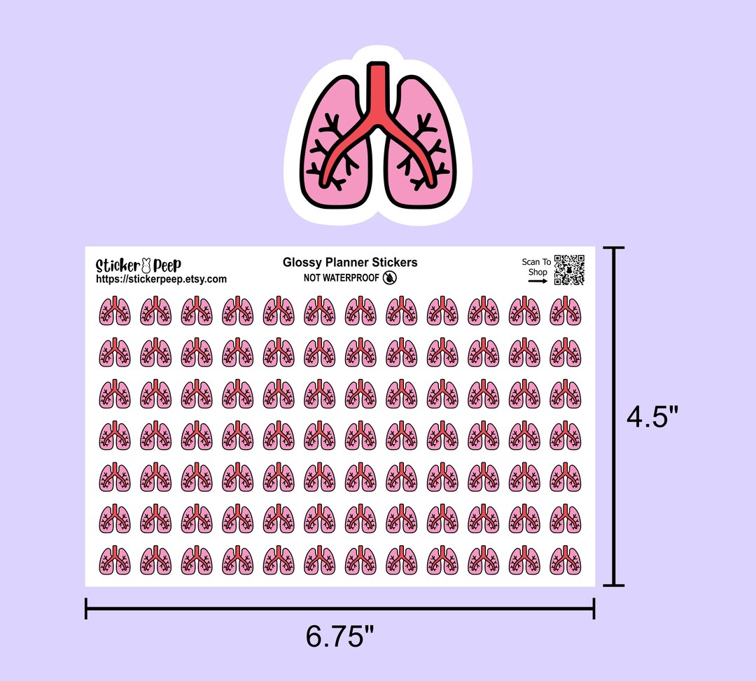 1/2 Lungs Asthma Medical Organ Pulmonologist Planner Stickers Glossy ...