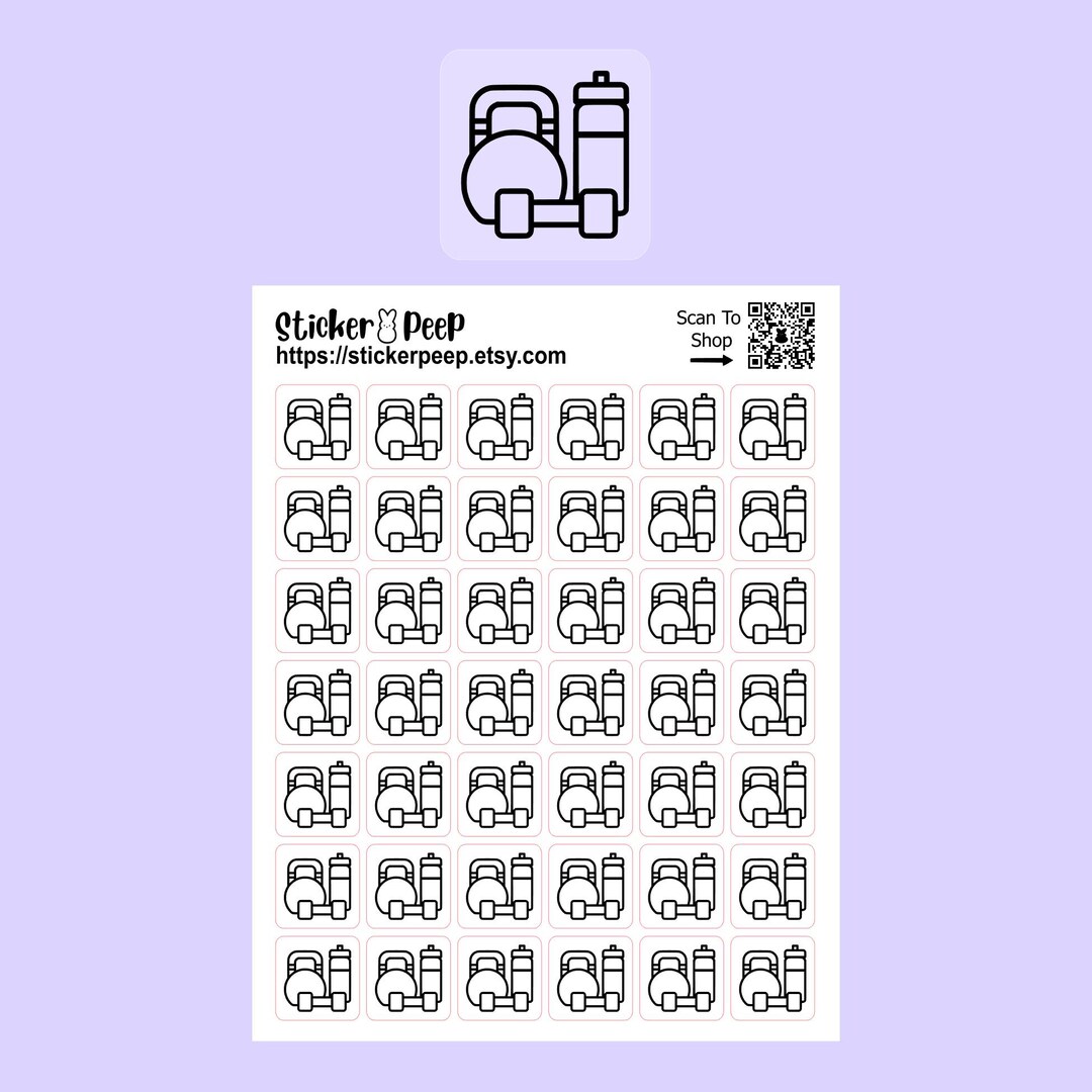 Dumbbell Icon Clear Transparent Planner Stickers: Calendar Agenda ...