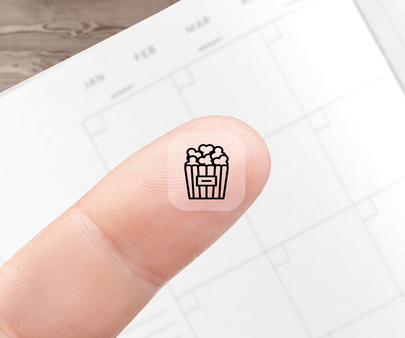 42 Mini Clear Popcorn Movie Night Planner Stickers Clear - Etsy