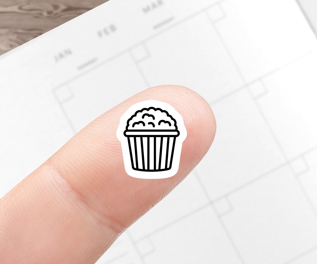 Popcorn Planner Sticker Icon .45 Inch Movie Night Theater Cinema ...