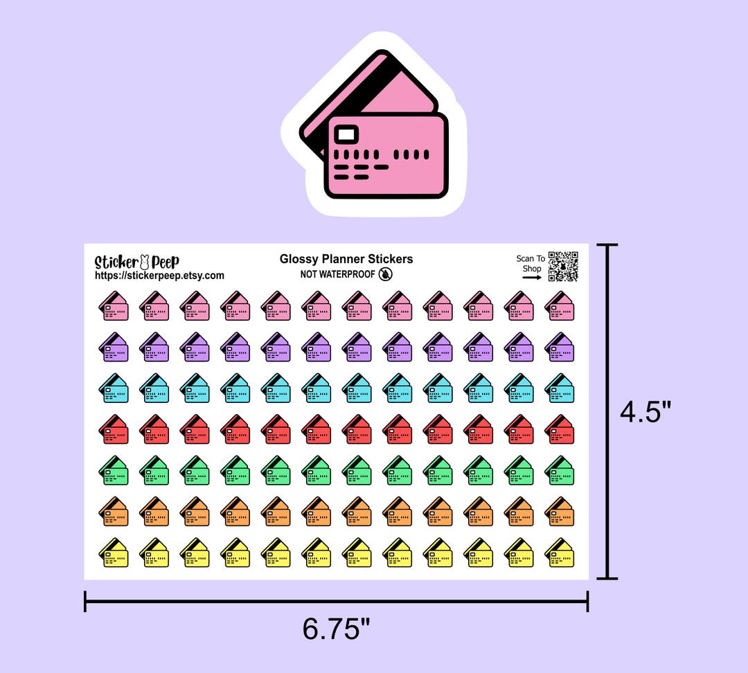 1/2" Credit Card Debit Payment Planner Stickers - Glossy Sticker Paper ...