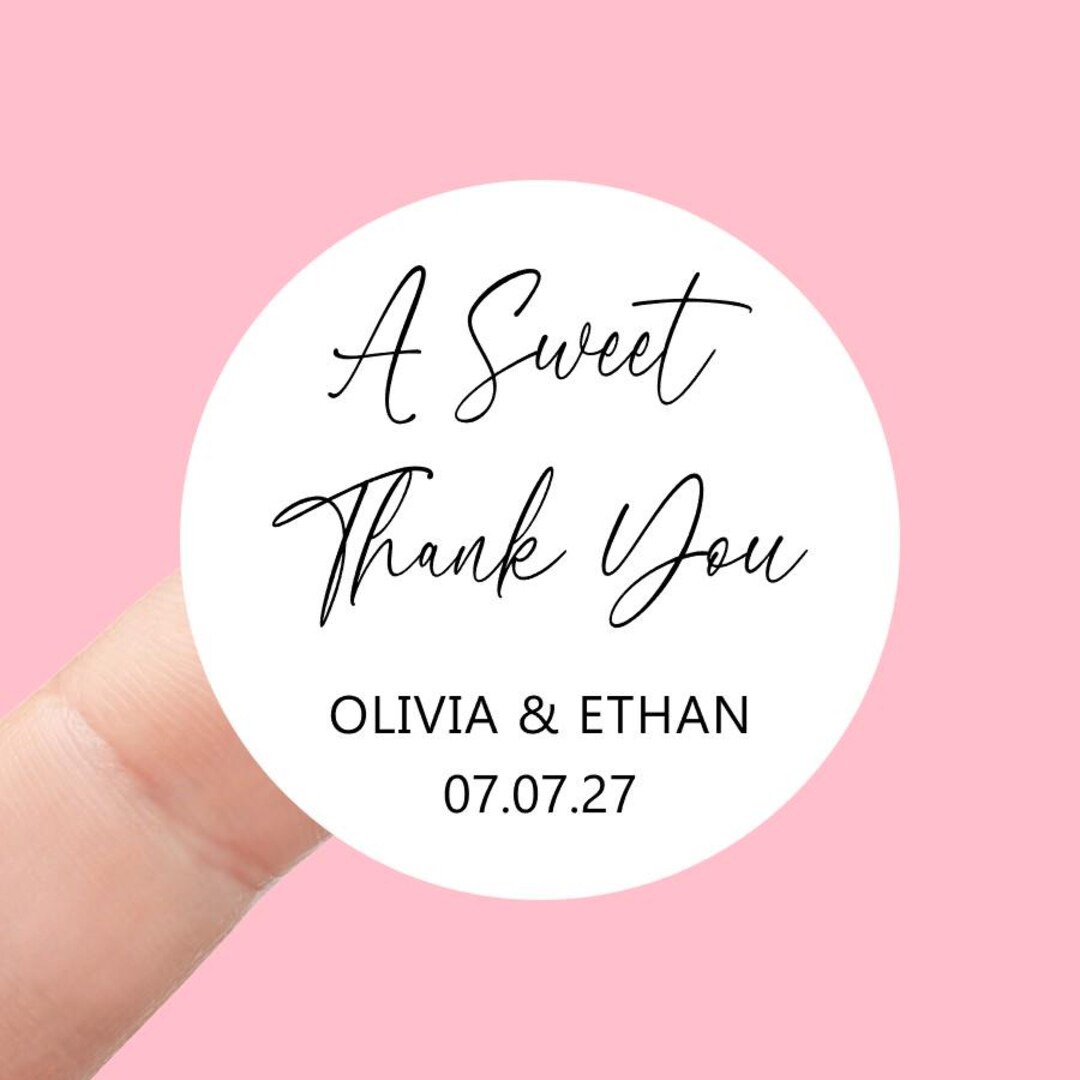 2 Inch A Sweet Thank You Custom Names Wedding Favor Stickers Vinyl ...
