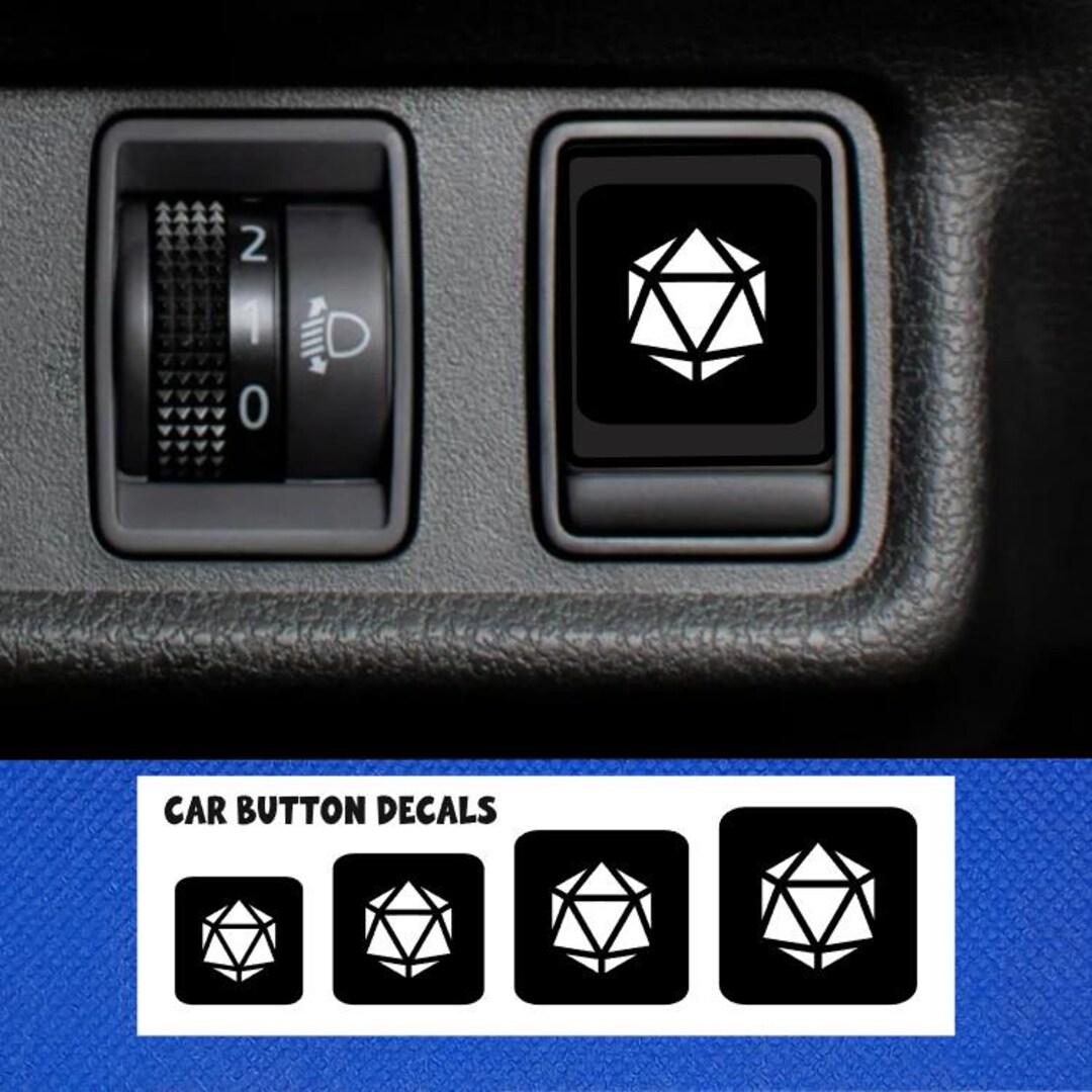 D20 Dice Blank Button Vinyl Decal Car Knob Mirror Window Laptop iPad ...