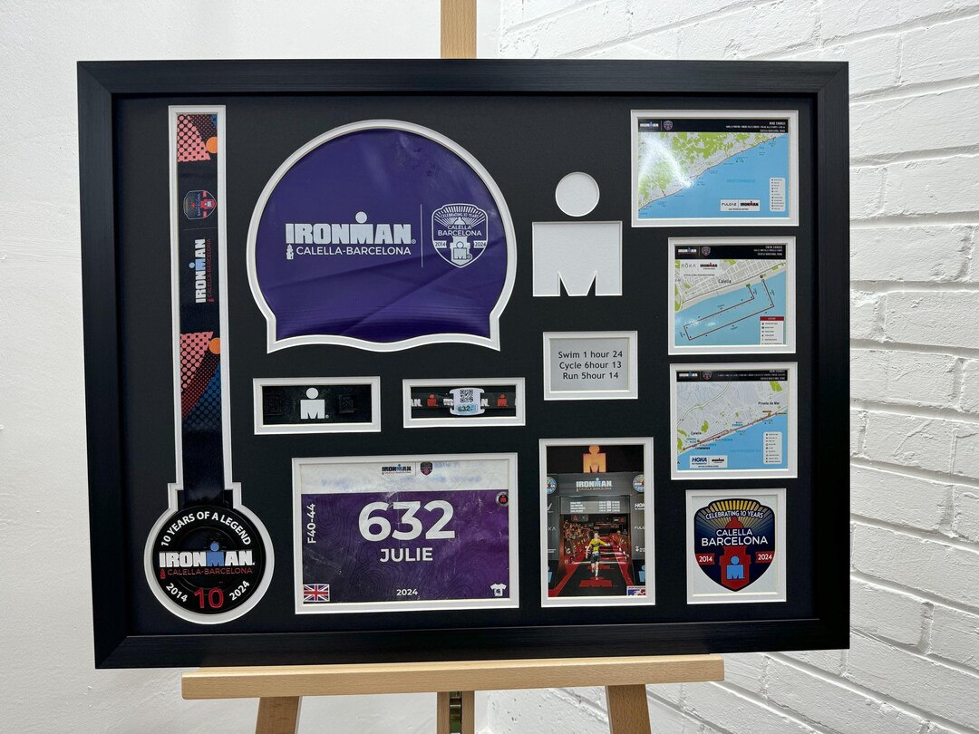 Ironman Barcelona 2024 Triathlon Medal Display Frame With Running Bib ...