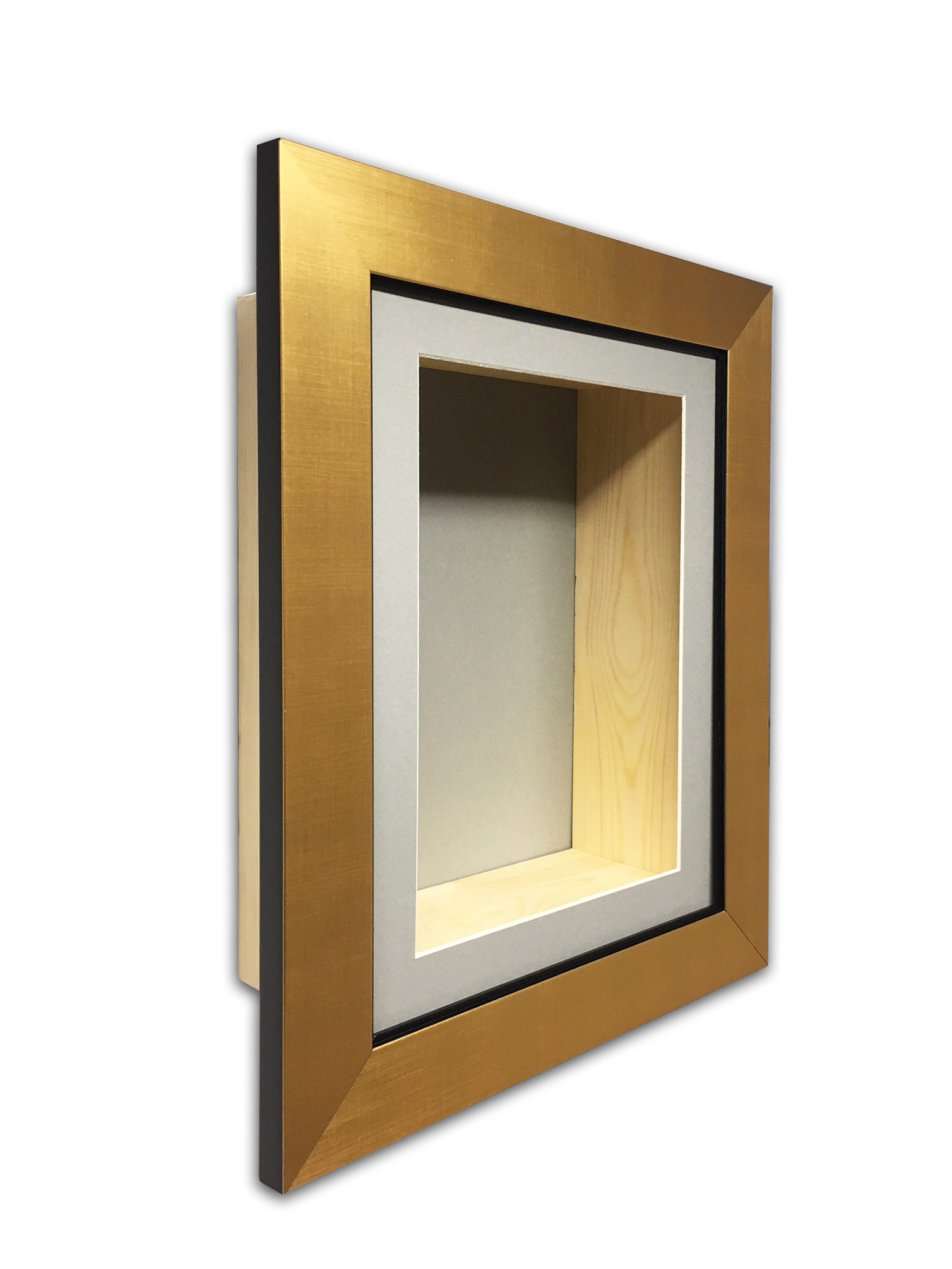 Deep Box Frame, 4 Inch 3D Shadow Display, Grey Mount Memory Keepsake ...