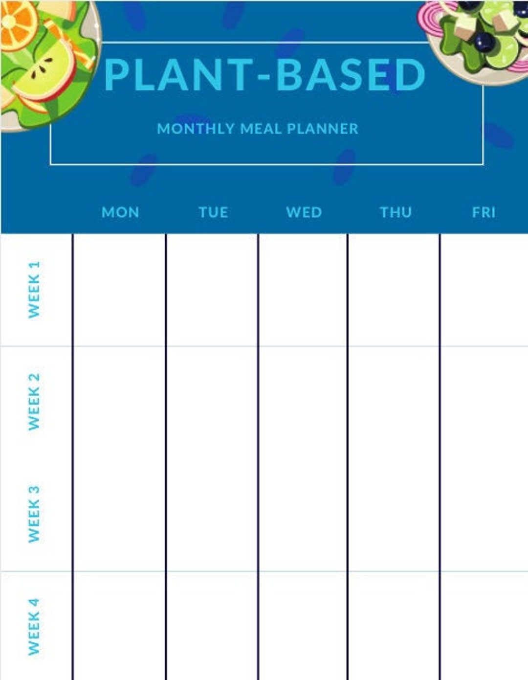 Plant-based Meal Planner Printable Bundle - Weekly and Monthly Meal ...