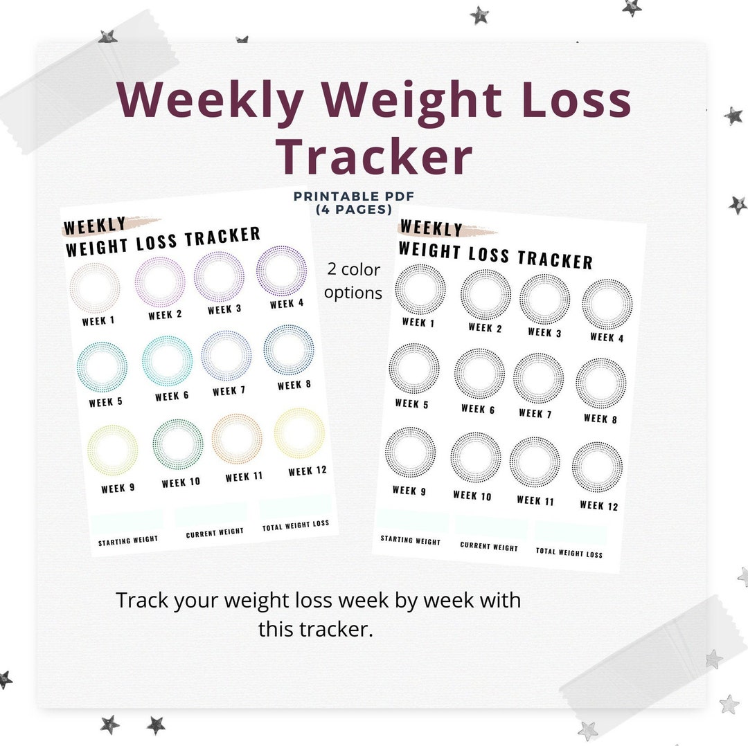Weekly Weight Loss Tracker | Printable PDF (digital Download) - Etsy