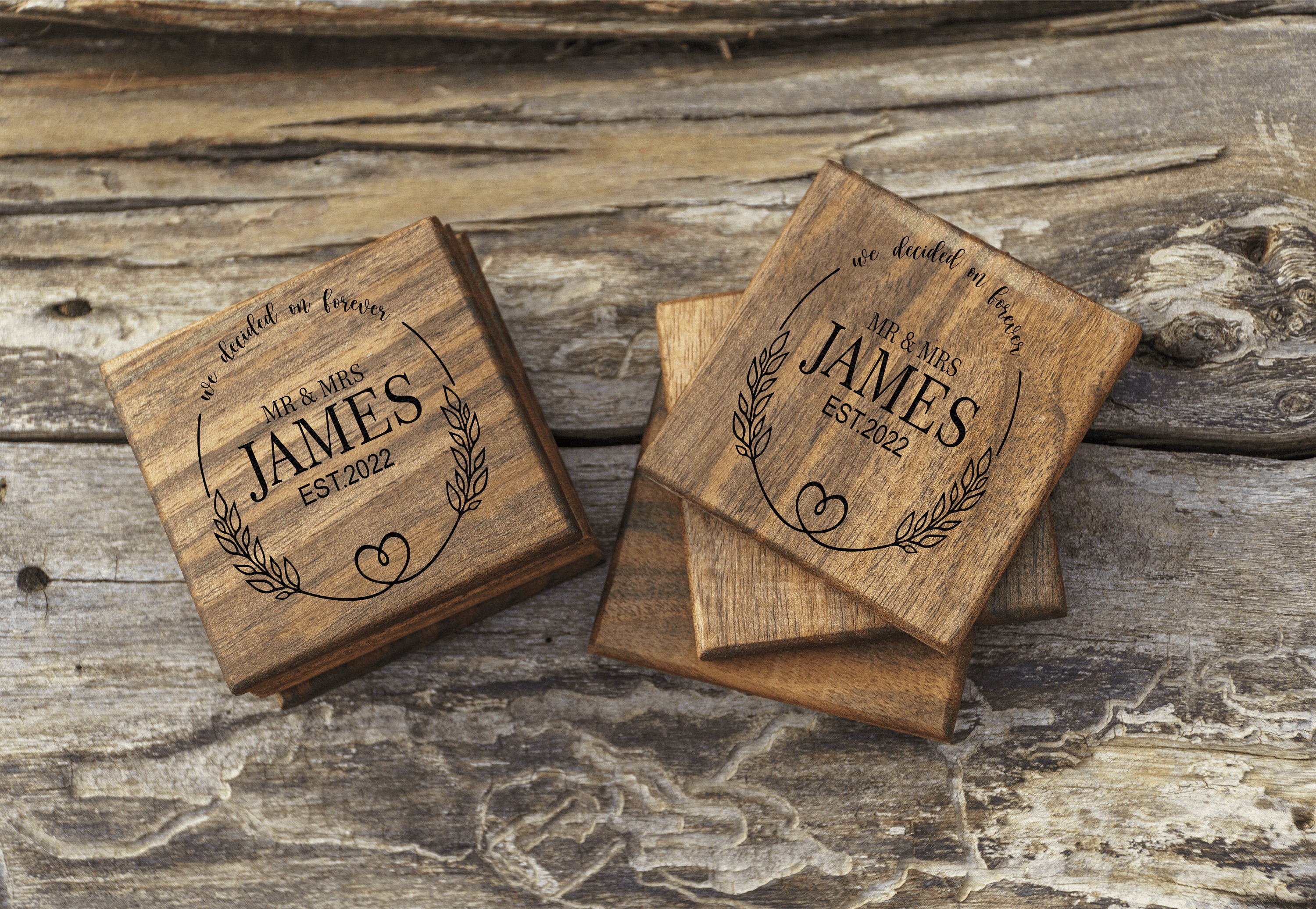 Custom Engraved Wood Coasters Wedding Favor Memorabilia - Etsy