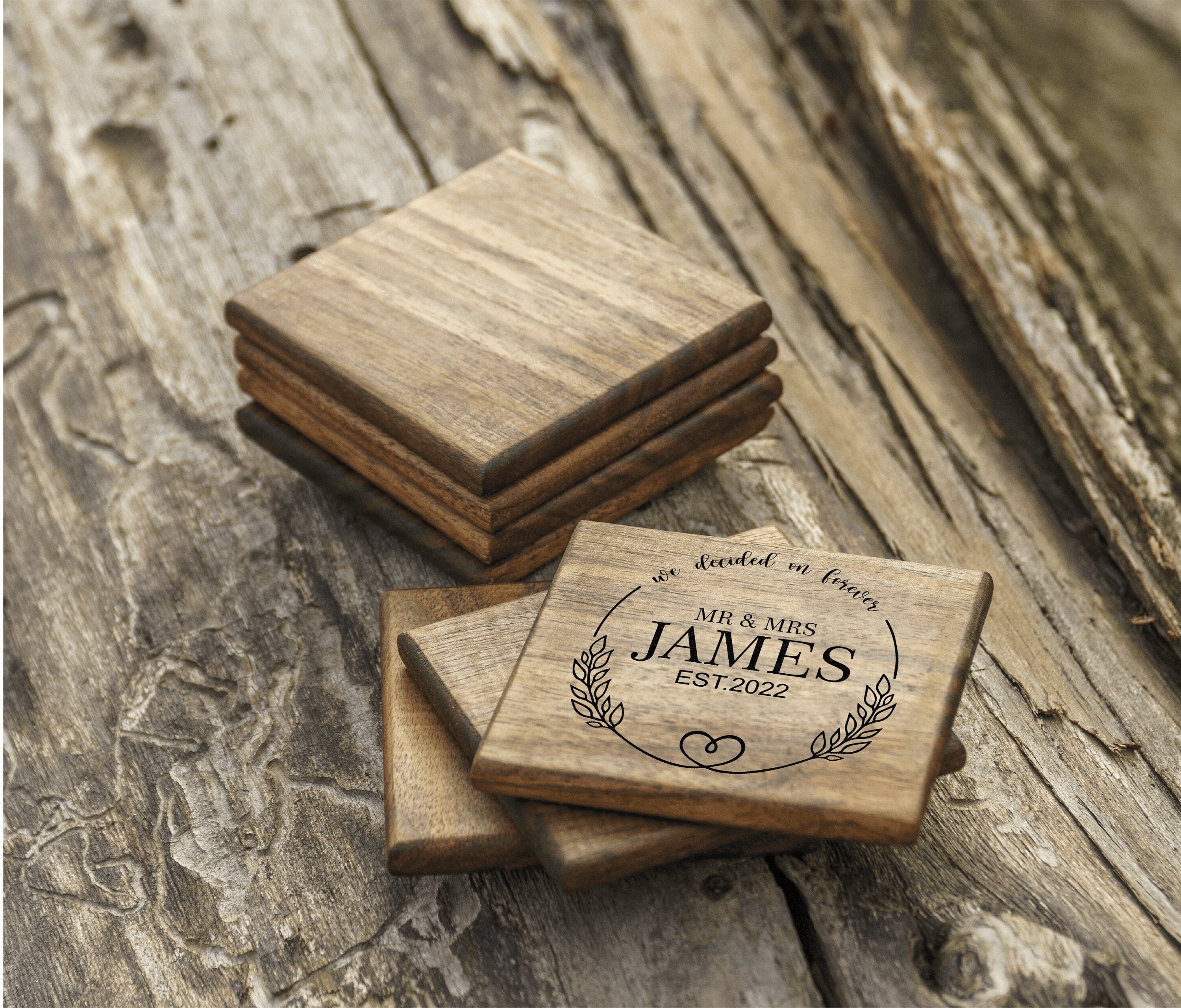 Custom Engraved Wood Coasters Wedding Favor Memorabilia - Etsy