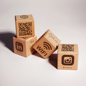 Wooden Custom Logo QR Code Cubes, Multi Qr Code Sign, Payment Sign ...