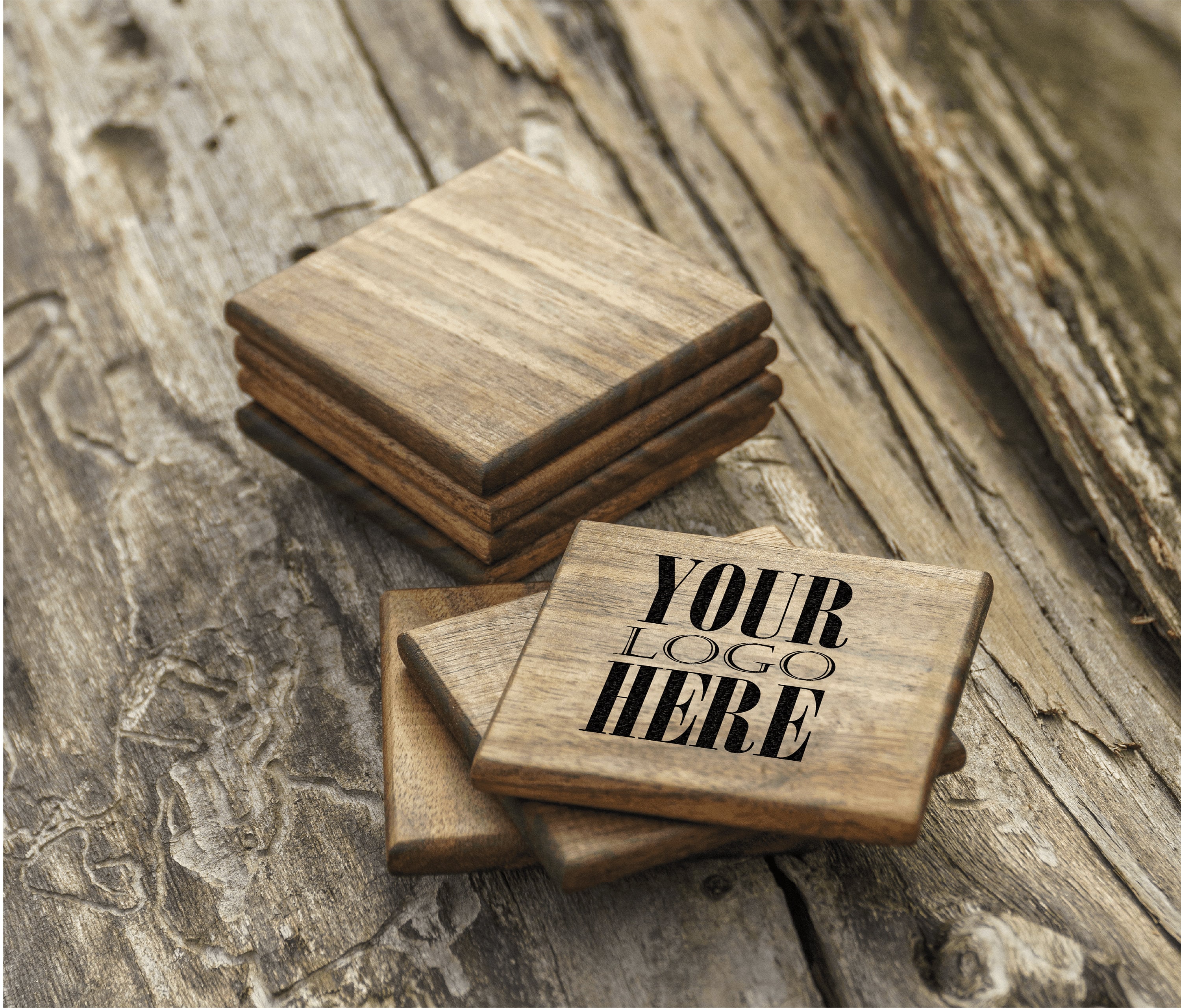 Logo Wooden Coaster Engraved Wood Coaster Custom Logo - Etsy