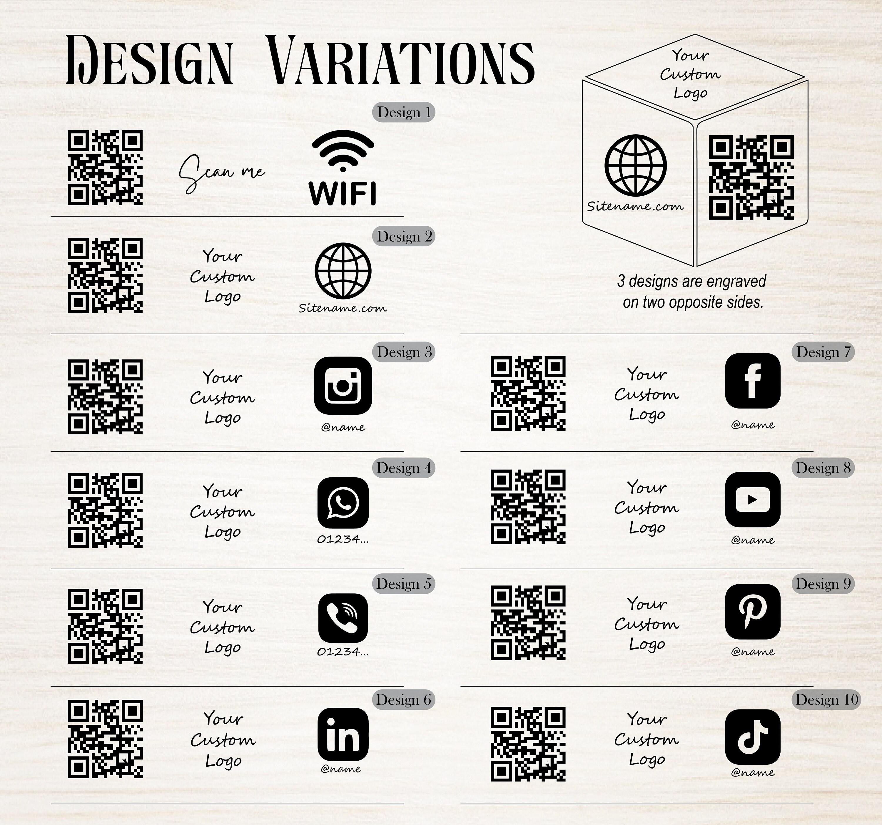 Wooden Custom Logo QR Code Cubes, Multi Qr Code Sign, Payment Sign ...