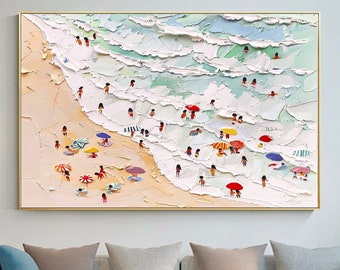 The Beach Joys Ocean Surfing Art Hand Painted Extra Large Heavy ...