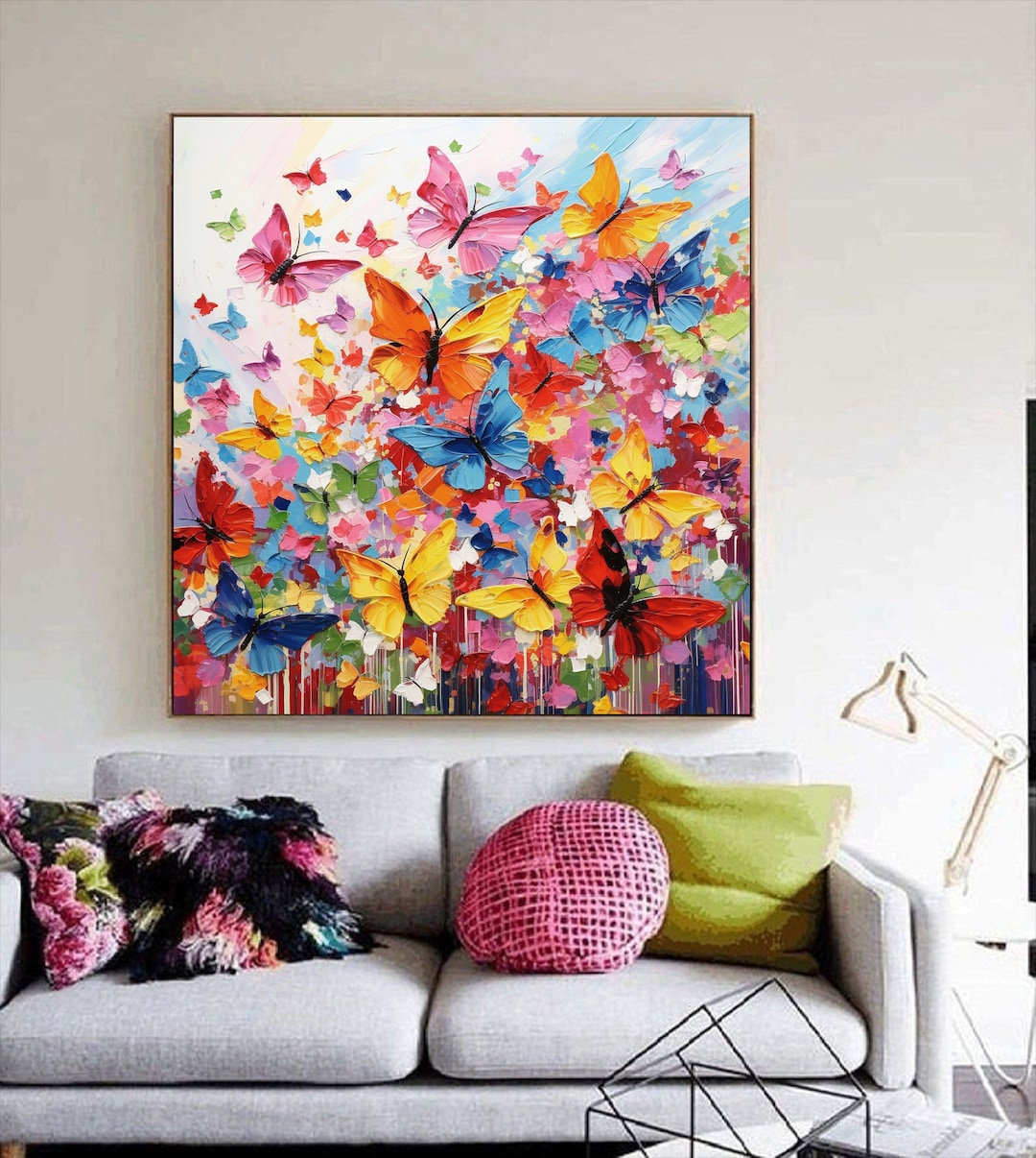 Butterfly Painting on Canvas Abstract Colorful Painting Flower Painting ...