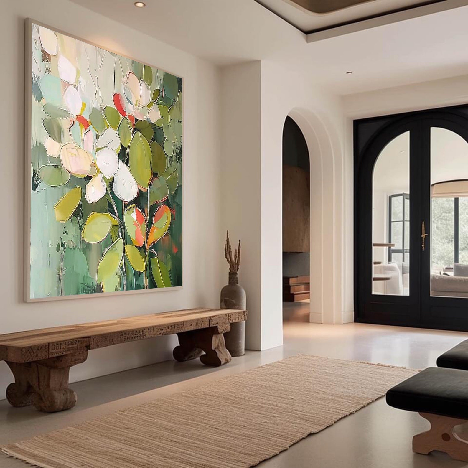 Original Abstract Pink Flower Oil Painting on Canvas Large Modern ...
