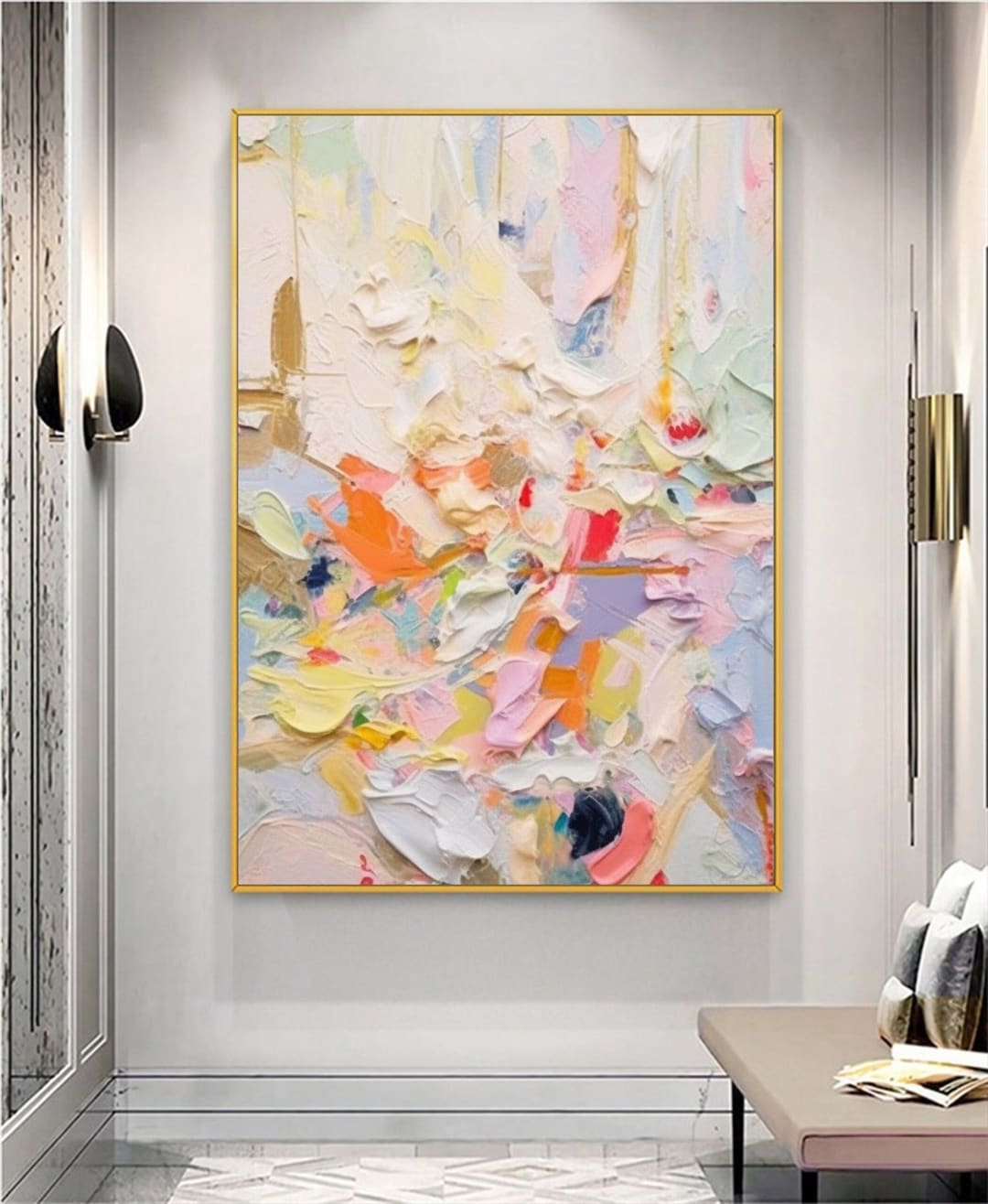 Large Colorful Abstract Painting Textured Abstract Painting Colorful ...