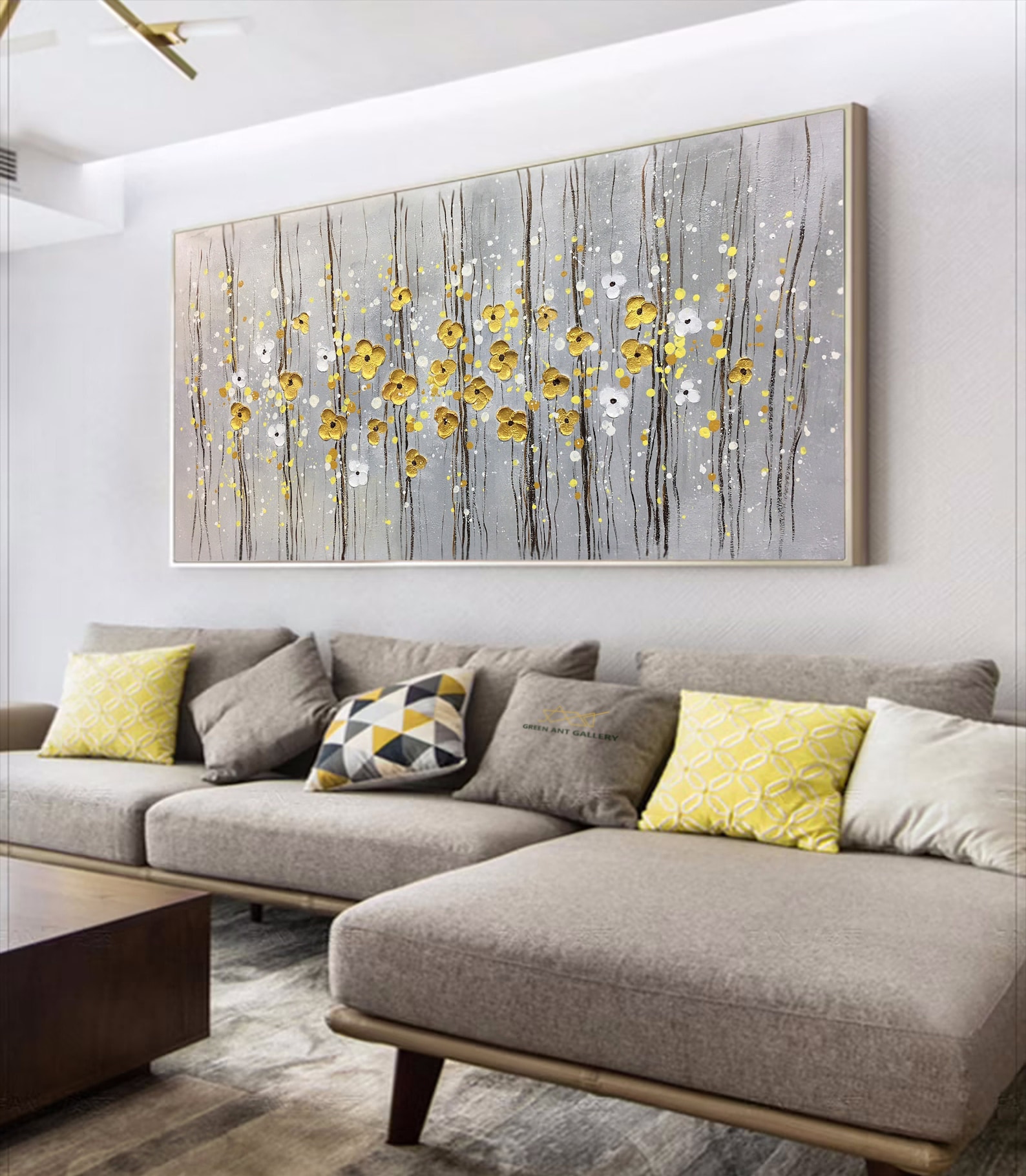 Large Gold Painting Modern Acrylic Gold Leaf Art Landscape - Etsy