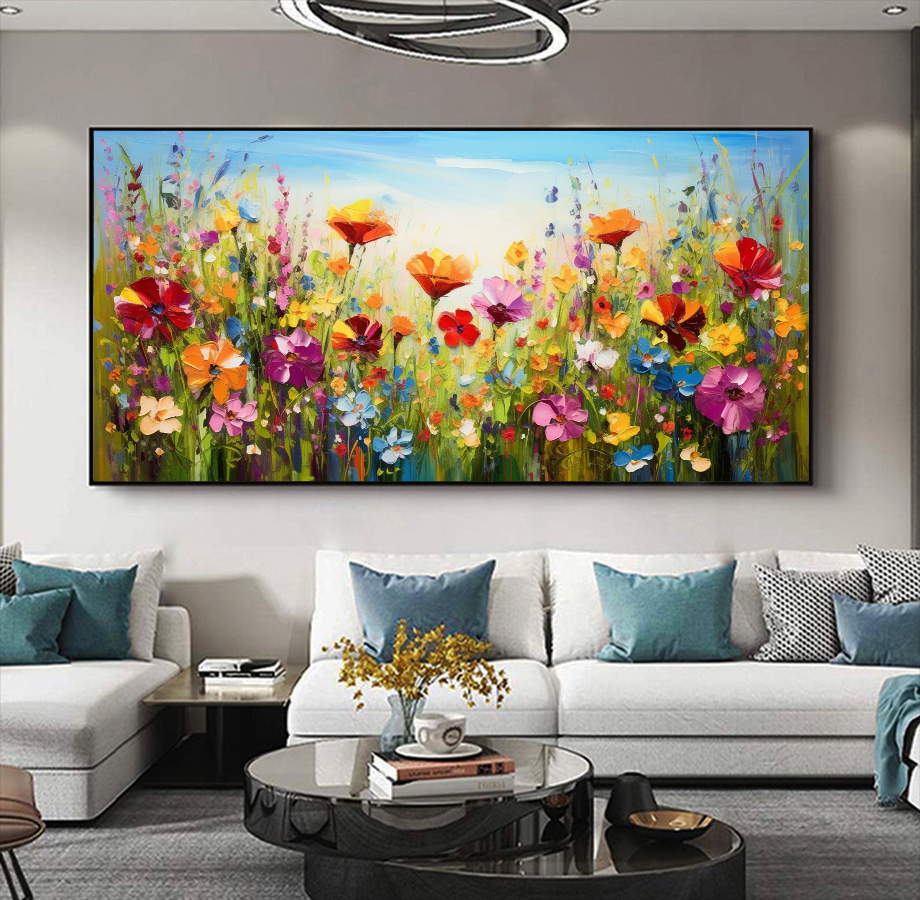 Flower Oil Painting on Canvas Abstract Colorful Flower Painting Flower ...