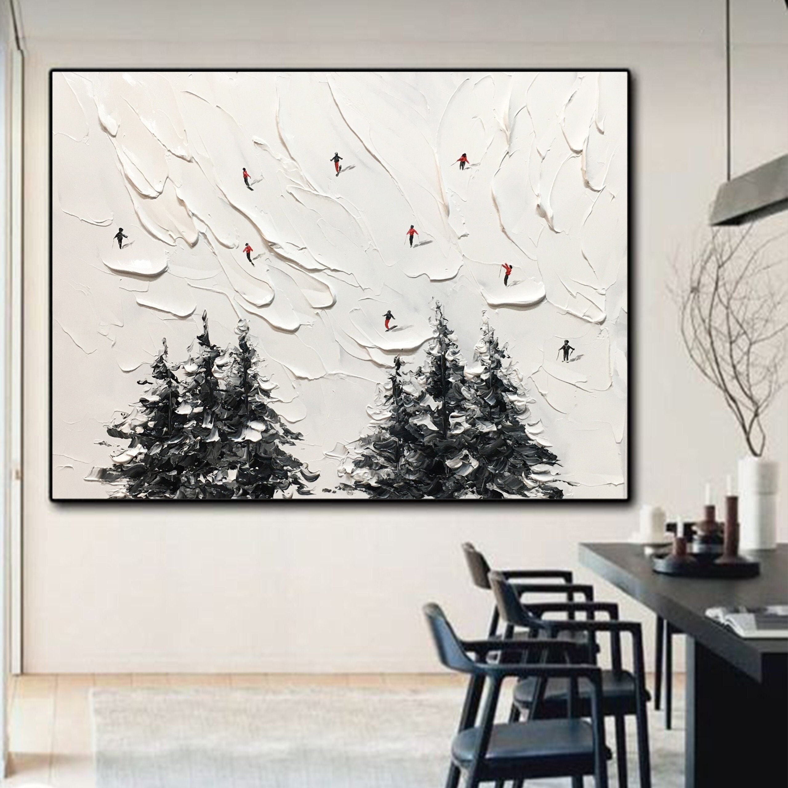Ski Sport Painting on Canvas Custom Painting Textured Wall Art ...