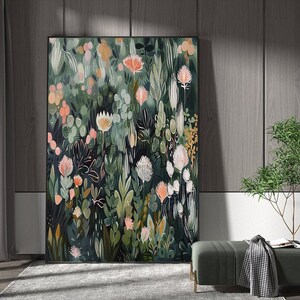 Abstract Green Flower Oil Painting on Canvas Abstract Floral Painting ...