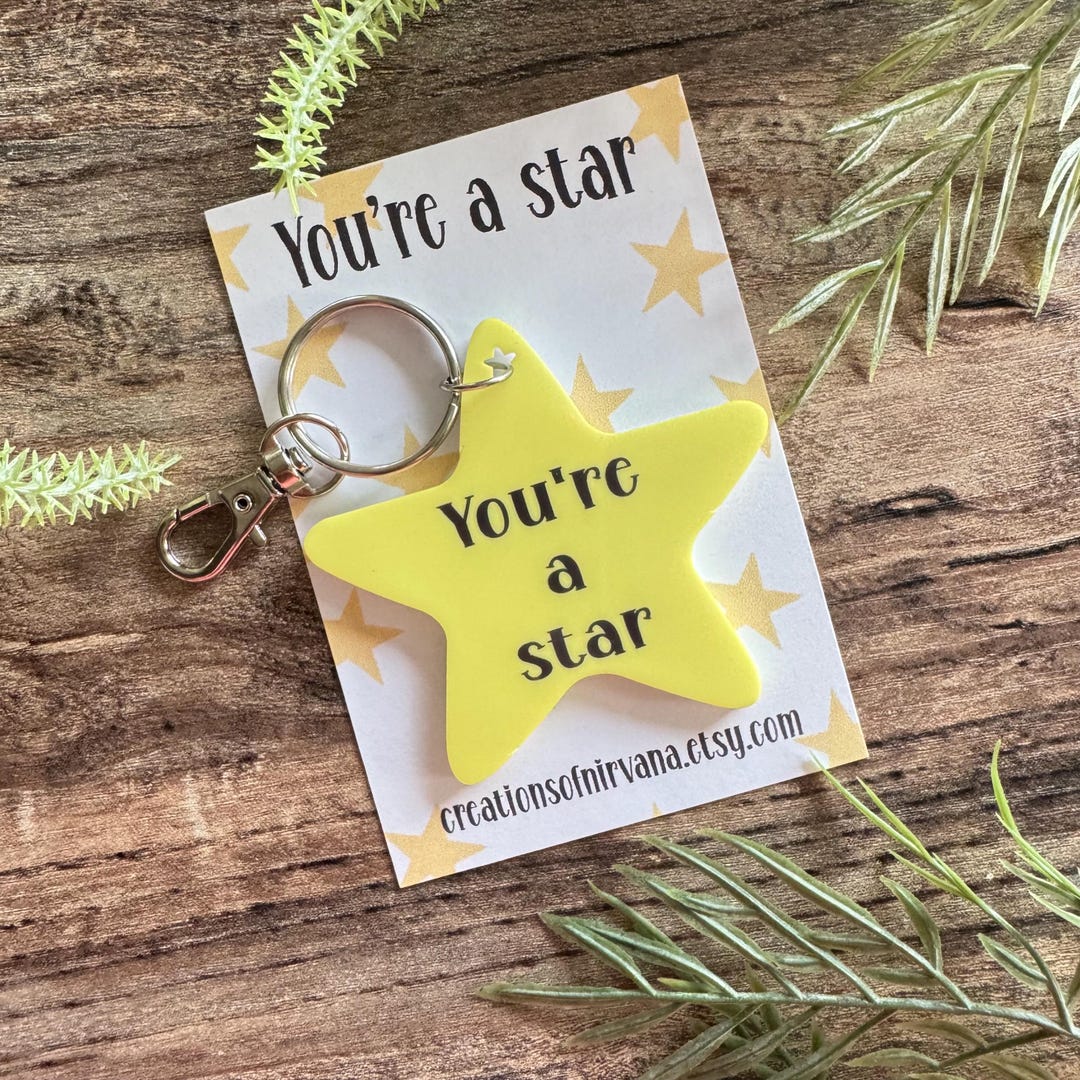 You’re a Star. Positivity Gift. Mental Health Gift. Star Keyring. Bag ...