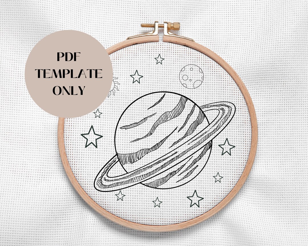 Saturn Embroidery PDF Pattern Template ONLY - 5 Hoop Sizes - Hand ...