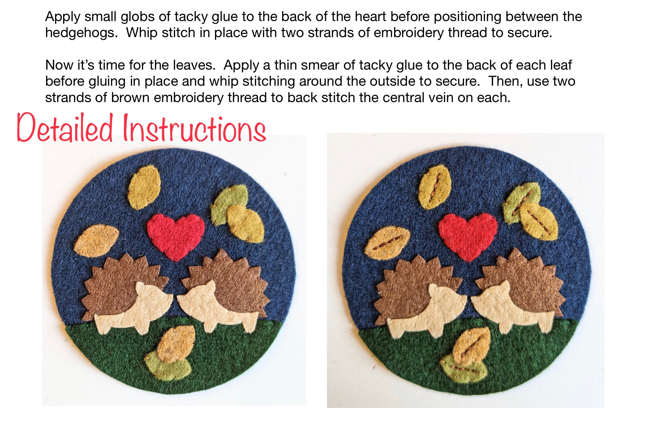 Autumn Hedgehogs PDF Sewing Pattern: DIY Felt Woodland Animal Hanging ...