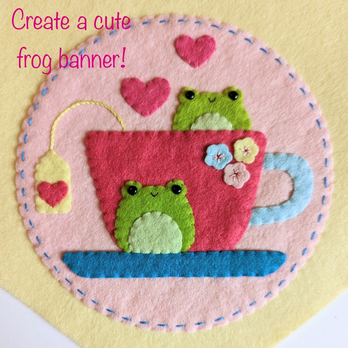 Cute Frog Banner PDF Pattern: Sew Your Own Kawaii Felt Banner of Frogs ...