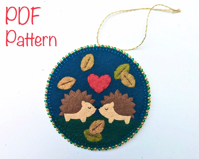 Autumn Hedgehogs PDF Sewing Pattern: DIY Felt Woodland Animal Hanging ...