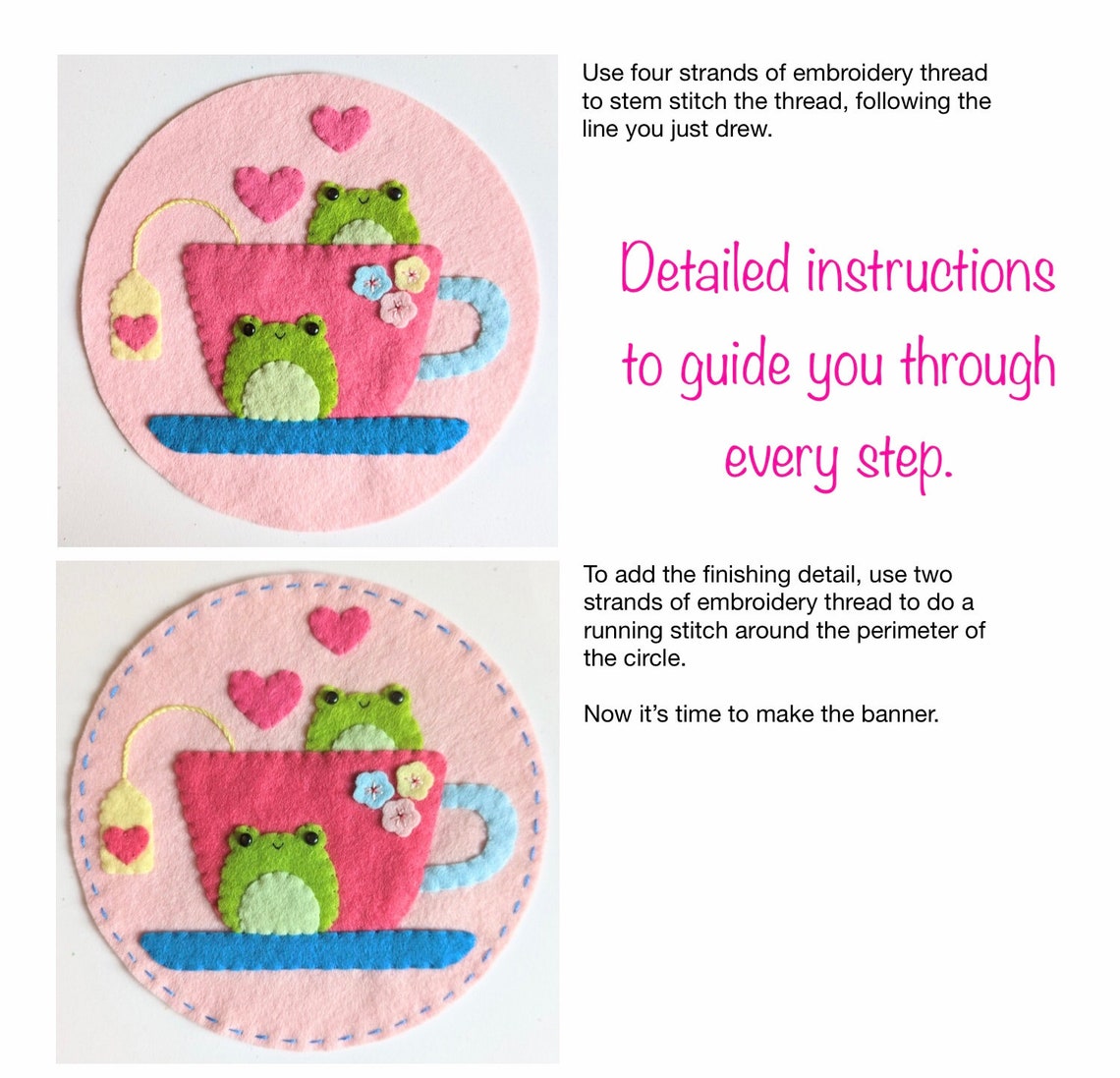 Cute Frog Banner PDF Pattern: Sew Your Own Kawaii Felt Banner of Frogs ...