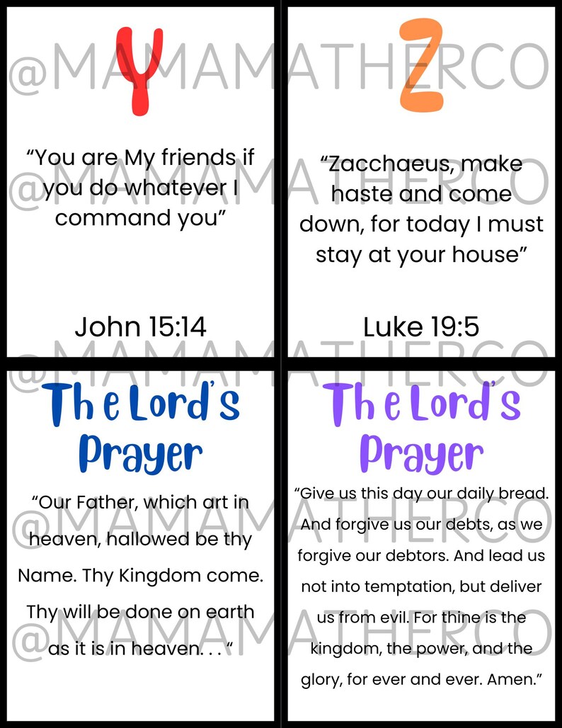 A-Z Memory Bible Verse Cards: Homeschool Flashcards (digital Download ...