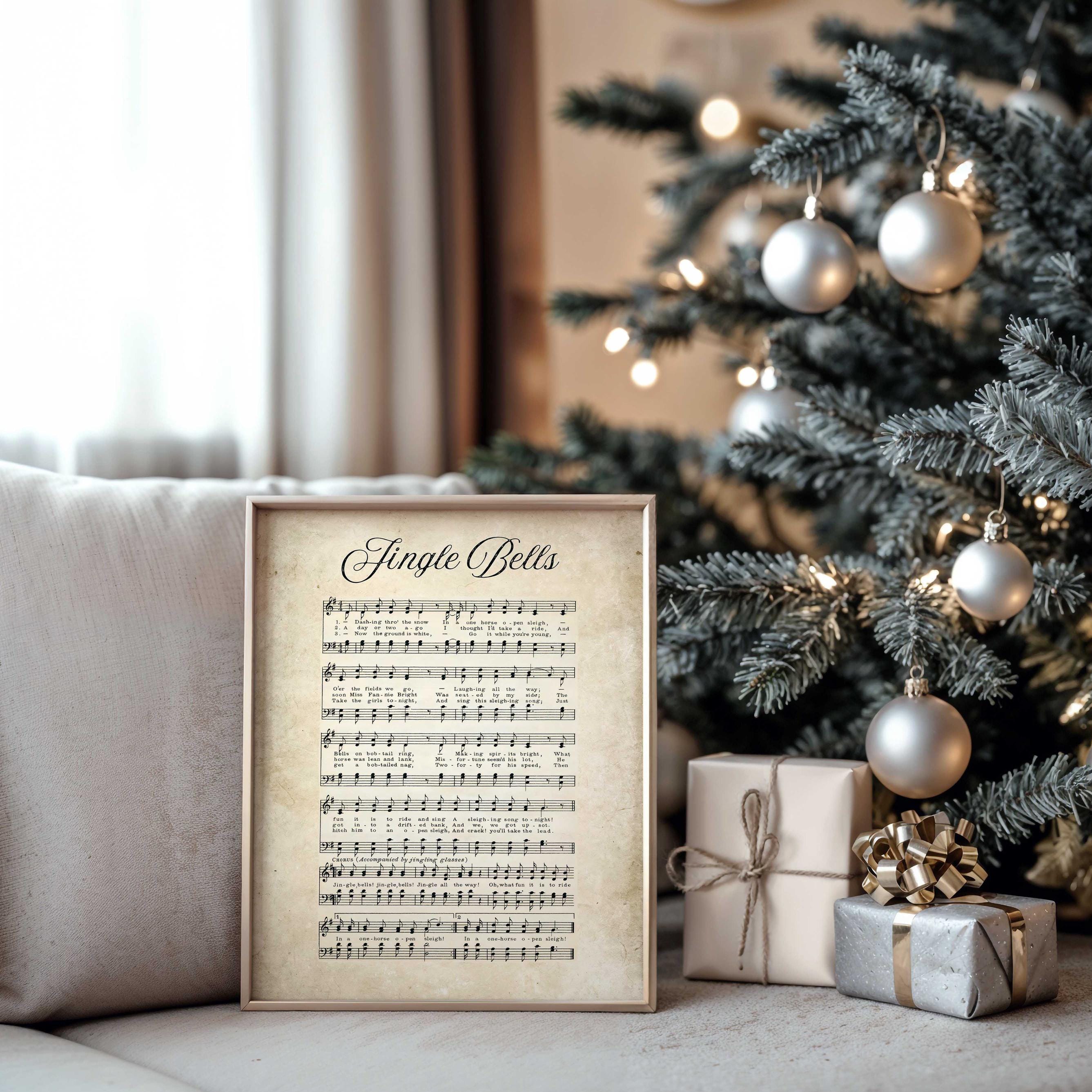 Jingle Bells Vintage Carol Wall Art, Christmas Carol Print, Festive ...