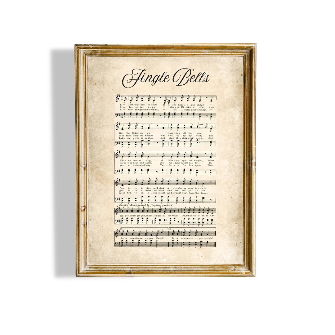 Jingle Bells Vintage Carol Wall Art, Christmas Carol Print, Festive ...