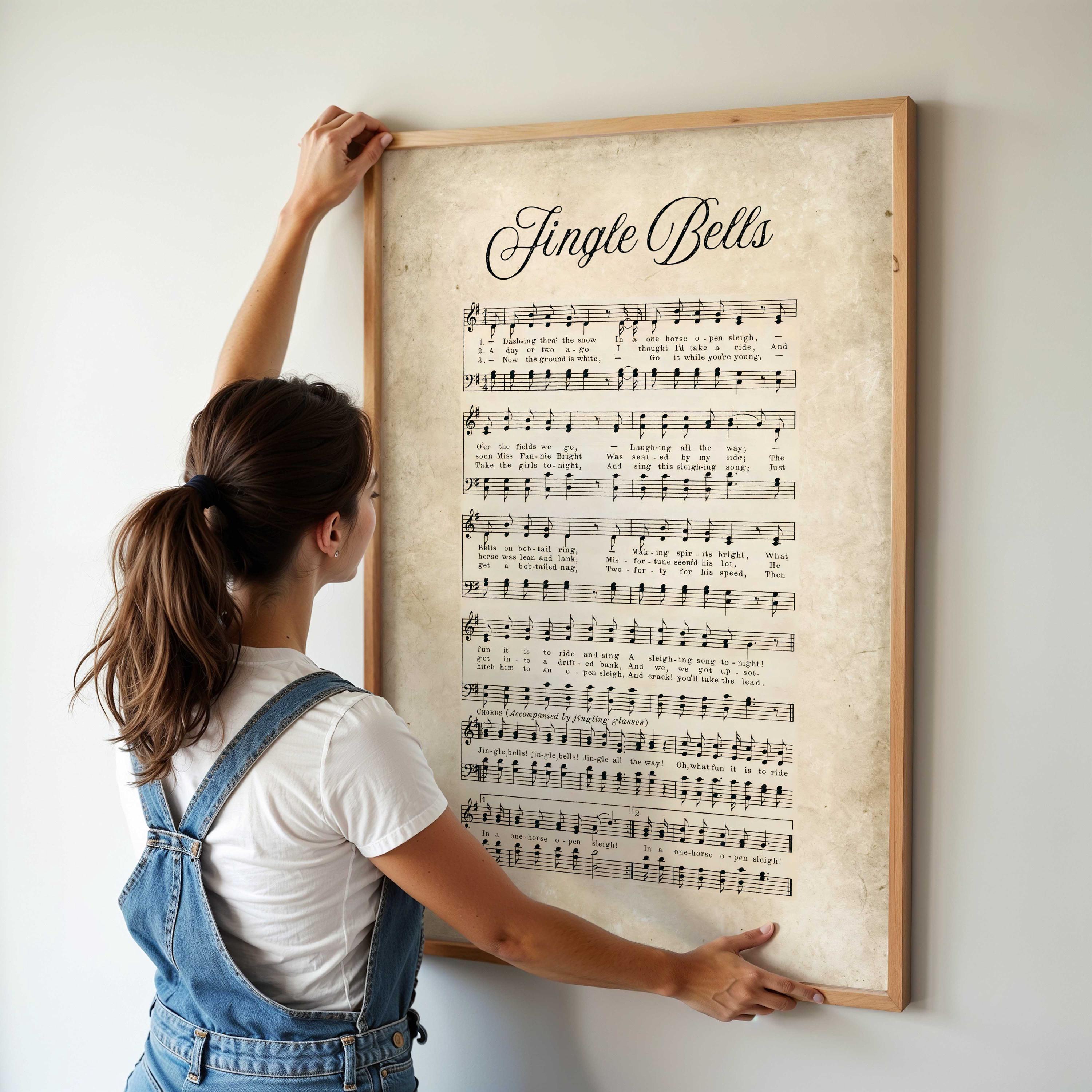 Jingle Bells Vintage Carol Wall Art, Christmas Carol Print, Festive ...