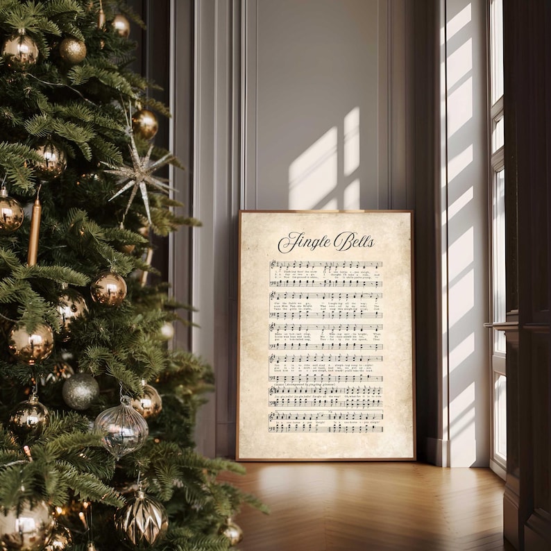 Jingle Bells Vintage Carol Wall Art, Christmas Carol Print, Festive ...