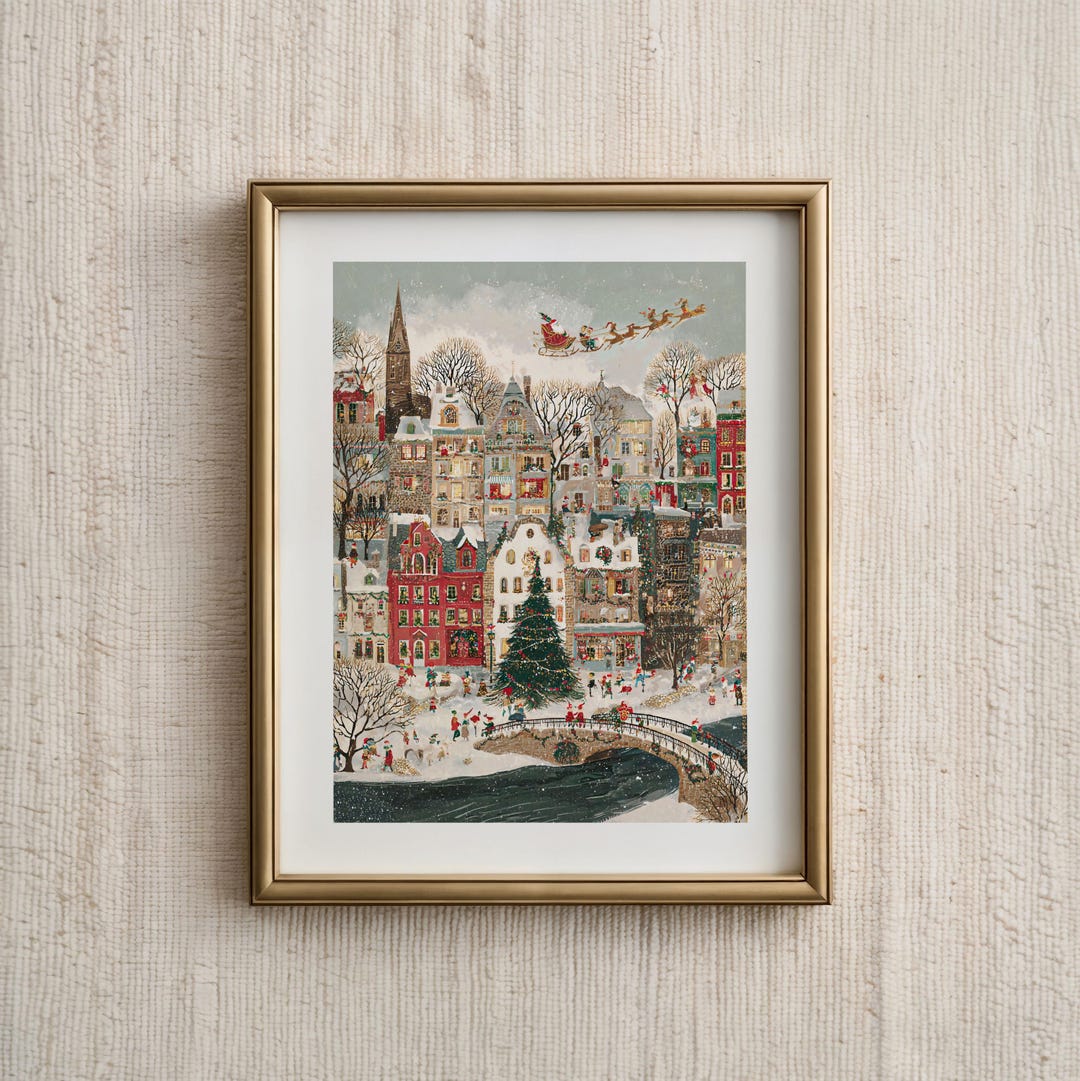 Christmas Town Painting: Whimsical Winter Village Art (digital Download ...