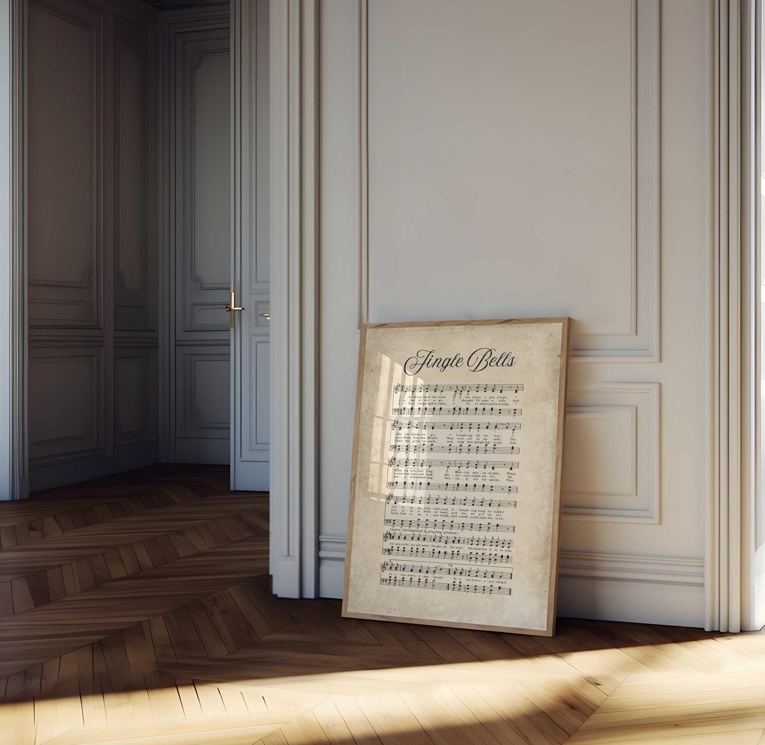 Jingle Bells Vintage Carol Wall Art, Christmas Carol Print, Festive ...