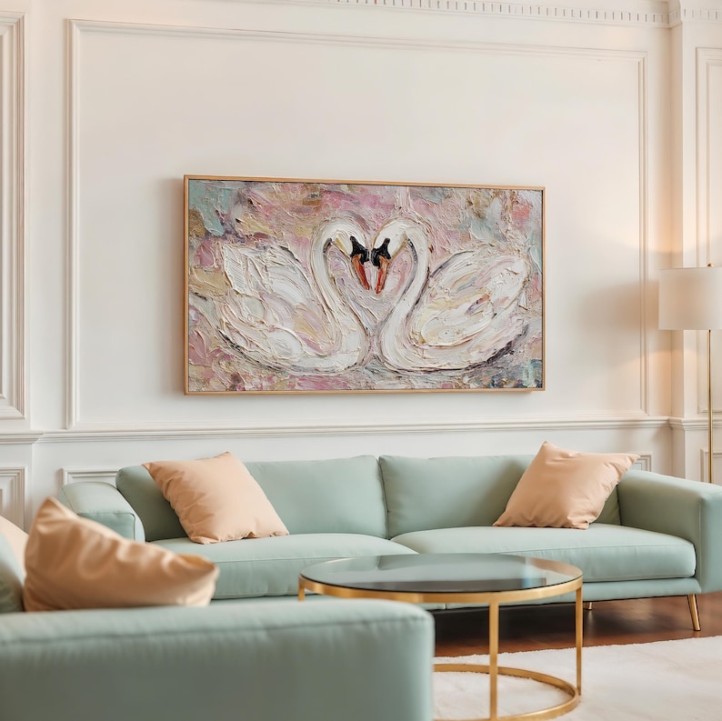 Two Swans Heart Digital TV Art, Romantic Valentines Frame TV Decor - Etsy